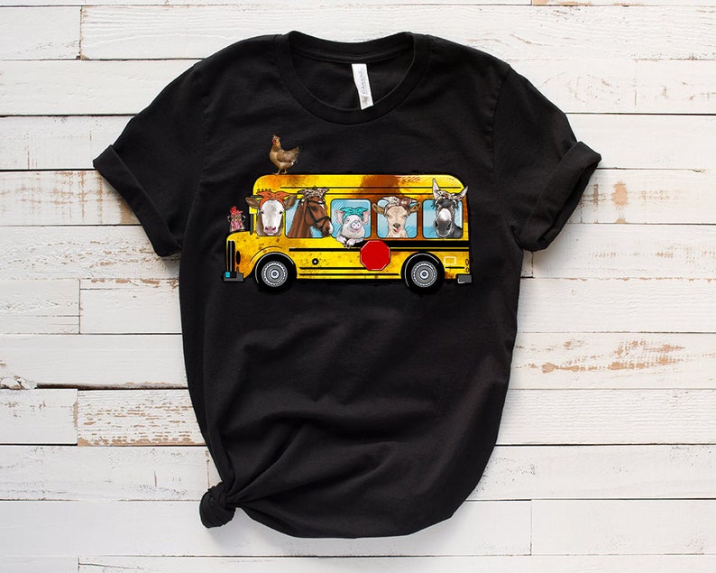 Farm Animals School Bus Farmer Png School Bus School Bus - Etsy