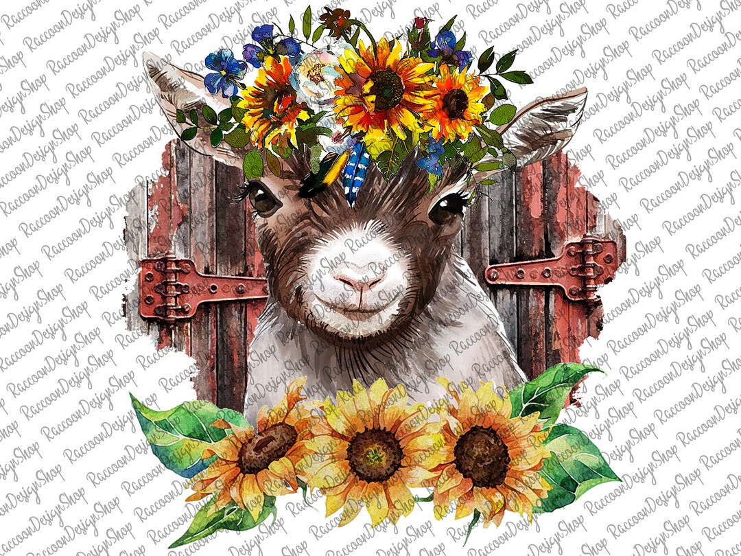 Sunflower Goat Png, Watercolor Goat PNG, Instant Download, Sublimation ...
