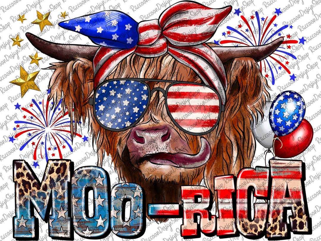 American Cow,western 4th of July Cow Background Png, Cow Sublimation ...