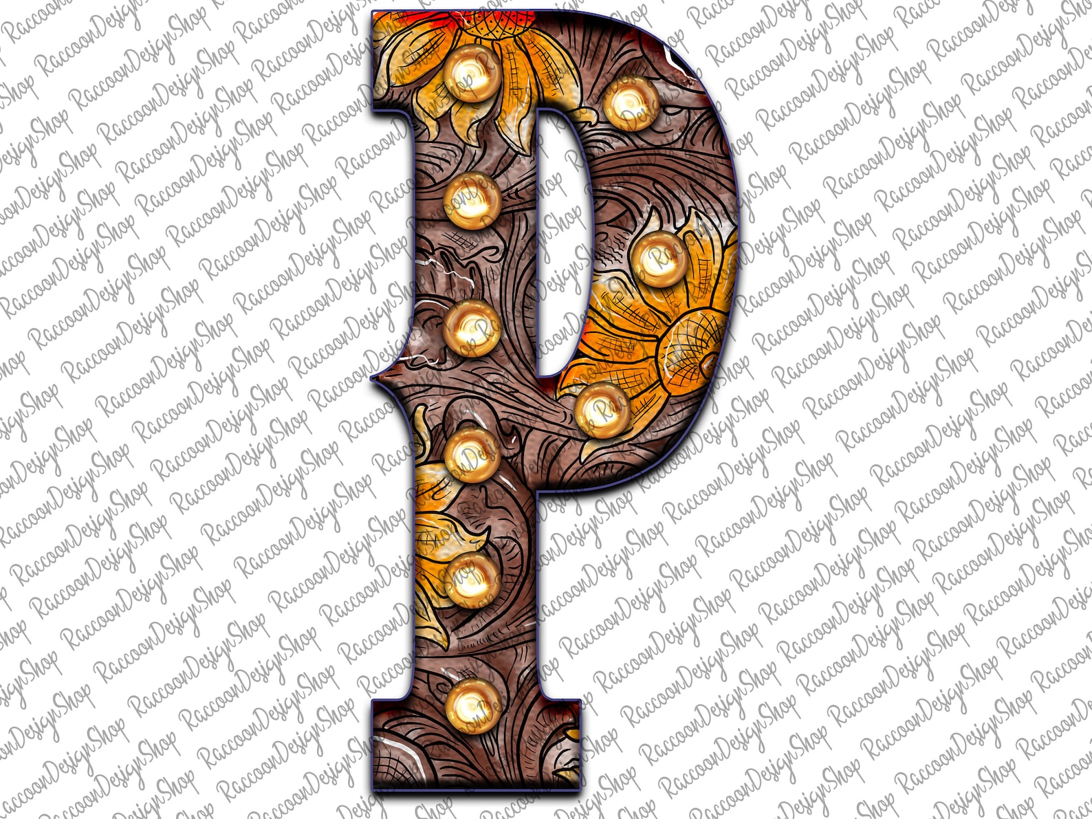 Tooled Leather and Sunflower Alphabet,font Letters,western Alphabet ...