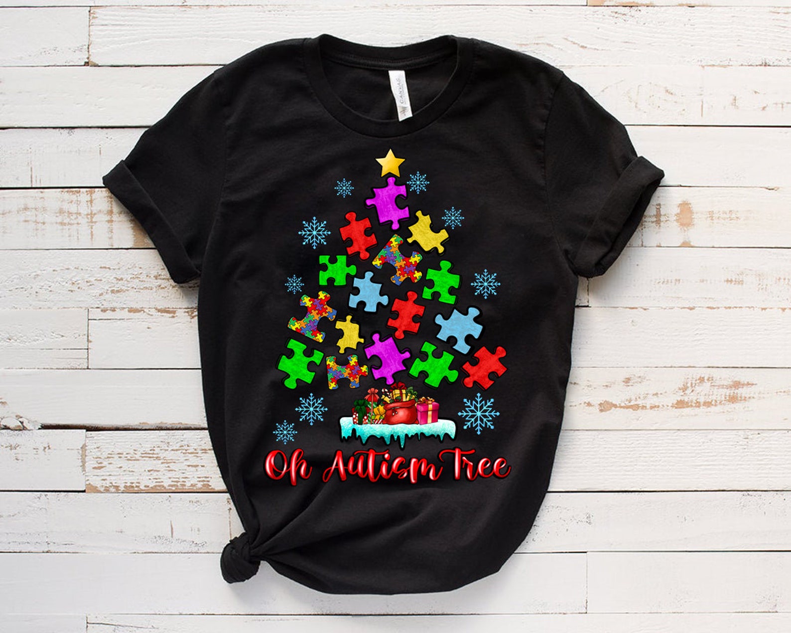 Oh Autism Tree Png, Christmas Puzzle Pieces Png, Merry Christmas Autism ...