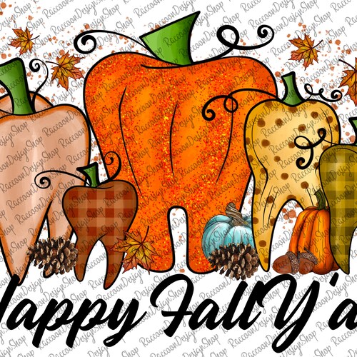 Happy Fall Y'all Png Pumpkin Teeth Png Fall Png Leopard - Etsy