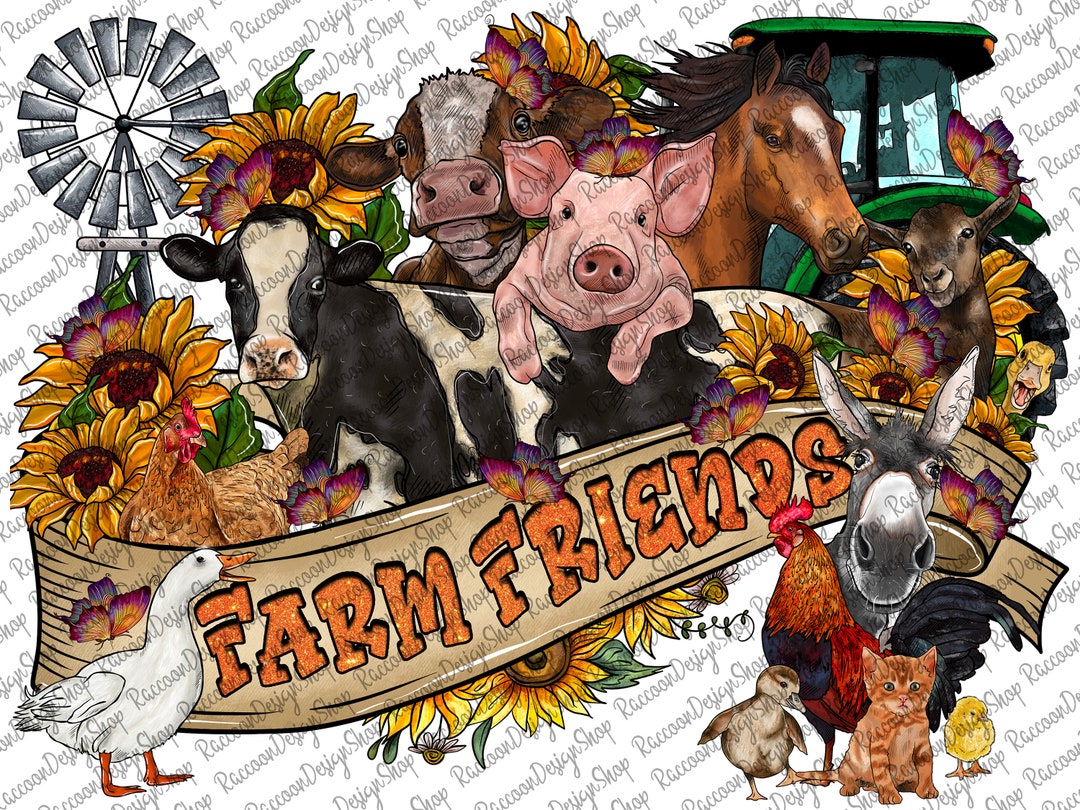 Farm Friends Png, Farm Animals Watercolor, Farmer Png, Farmer Design ...