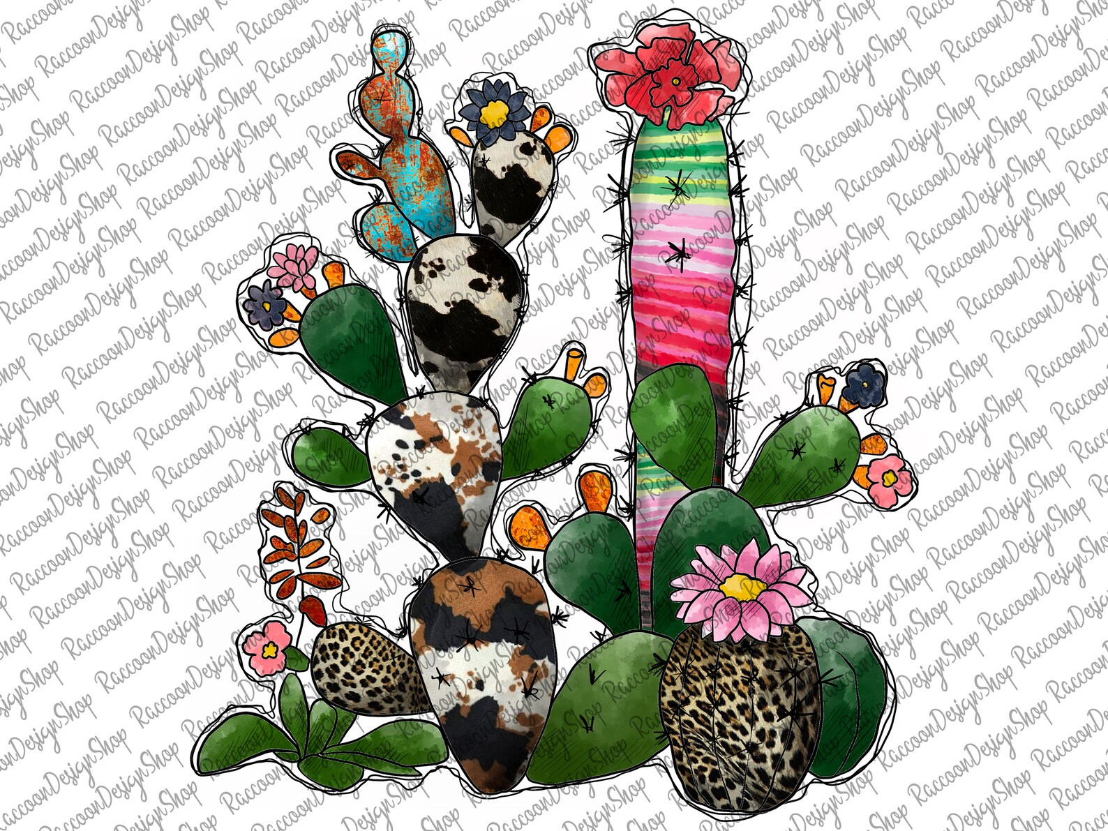 Western Cactus Png File Cowhide Cactus Png Cowhide Cactus - Etsy
