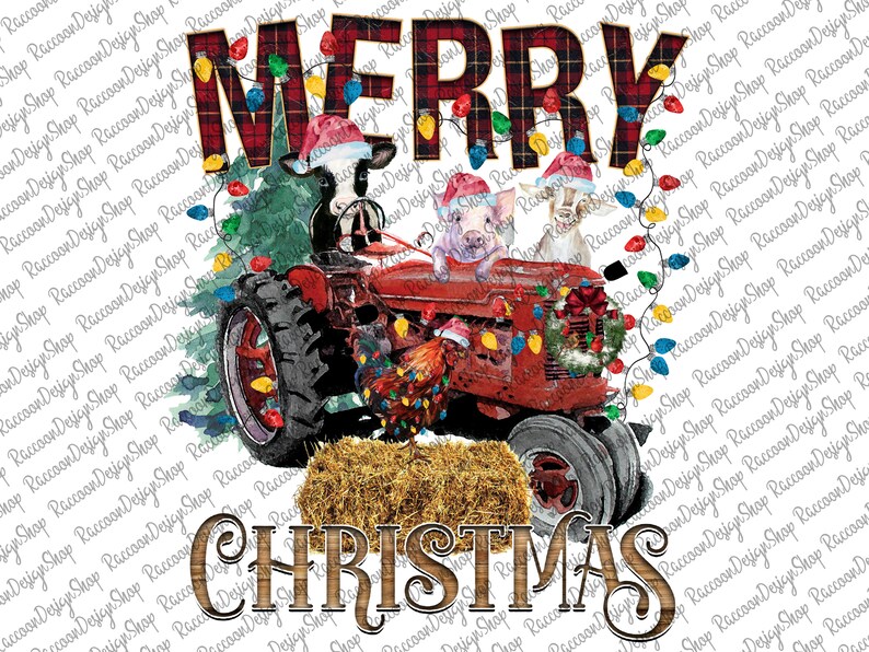 Merry Christmas Farm Animals Png Christmas Animals Digital - Etsy