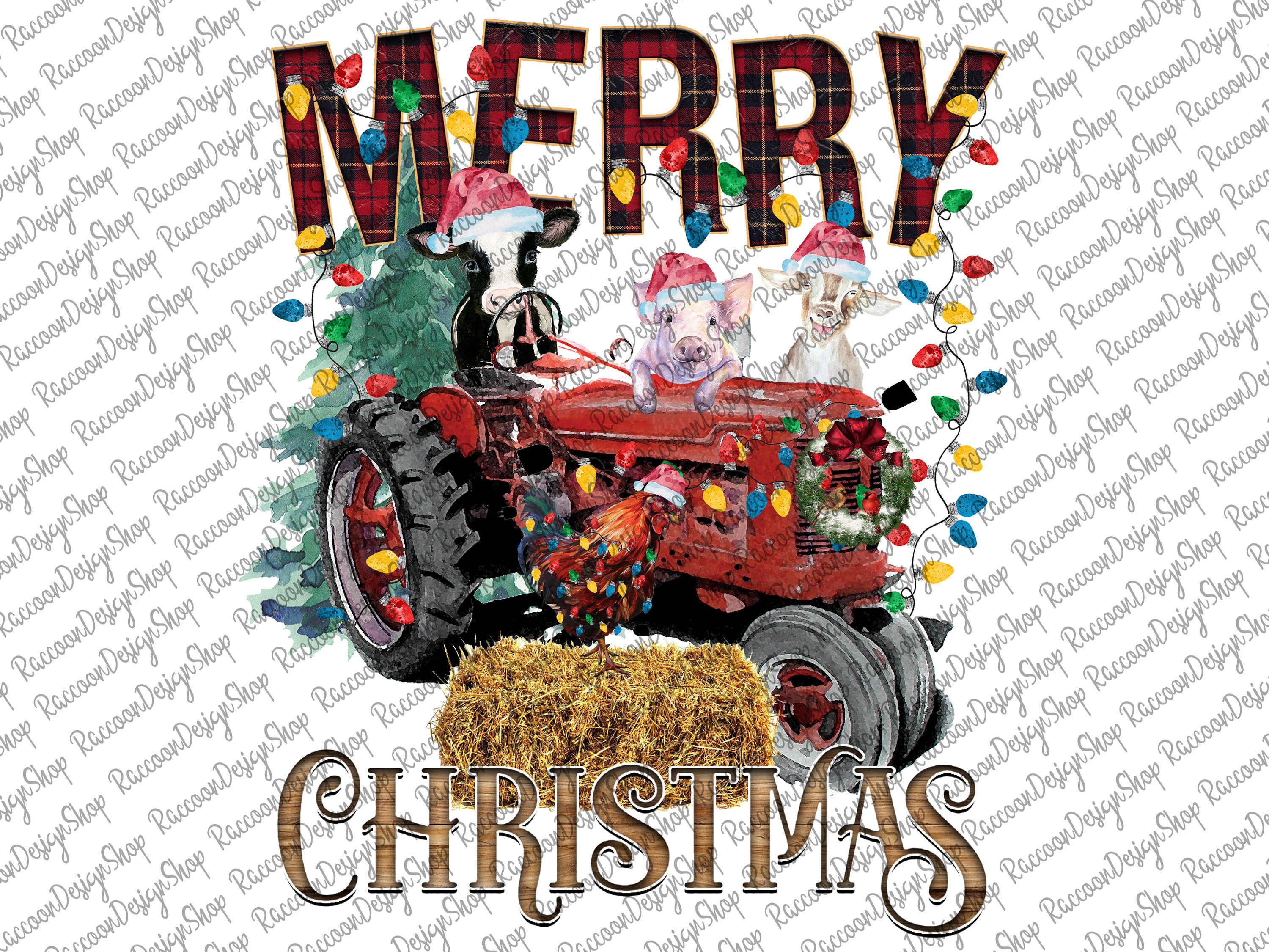 Merry Christmas Farm Animals Png Christmas Animals Digital - Etsy