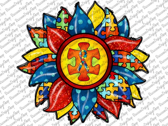 Autism Sunflower PNG Autism Awareness Autism Mom Au-some - Etsy
