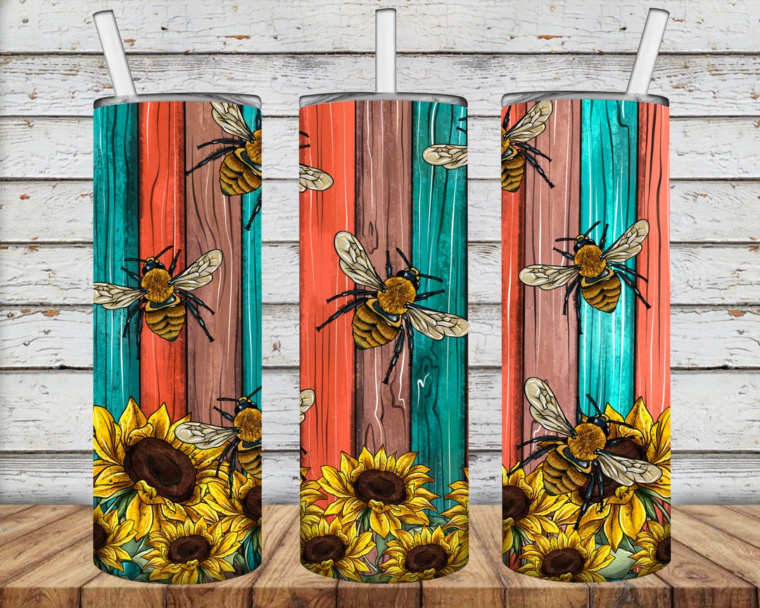 Bee Tumbler Wrap,sunflowers 20oz Tumbler Wrap PNG Download, Honeycomb ...