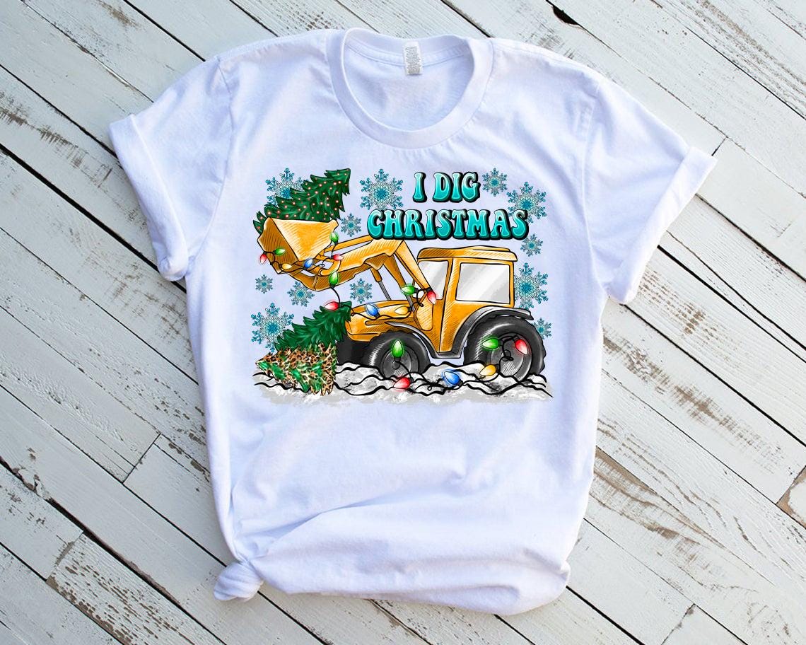 I Dig Christmas Png, Christmas Png, Merry Christmas, Backhoe Loader ...