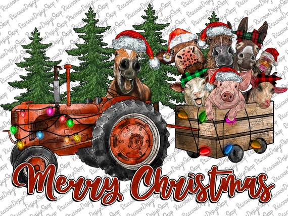 Merry Christmas Farm Animals Png Christmas Animals Digital - Etsy