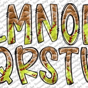 Softball Letters PNG With Leopard and Ball Stitching Background Pattern ...