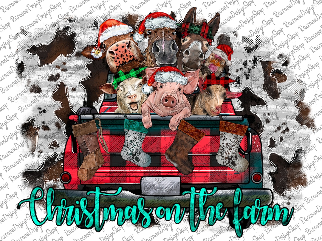 Merry Christmas Farm Animals Png, Christmas Animals, Digital Download ...