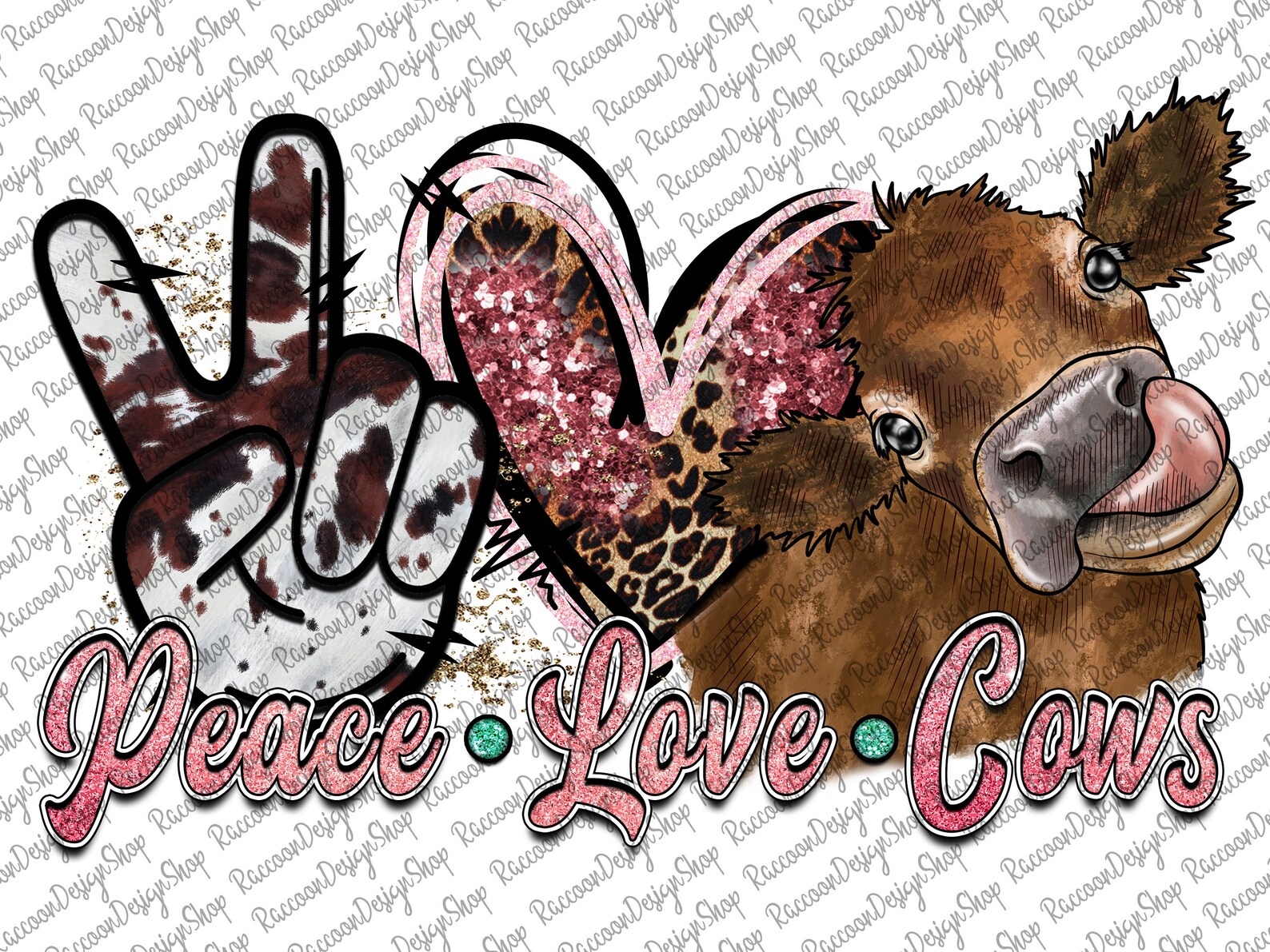 Peace Love Cows Png Farm Animals Watercolor Sunflower Png - Etsy