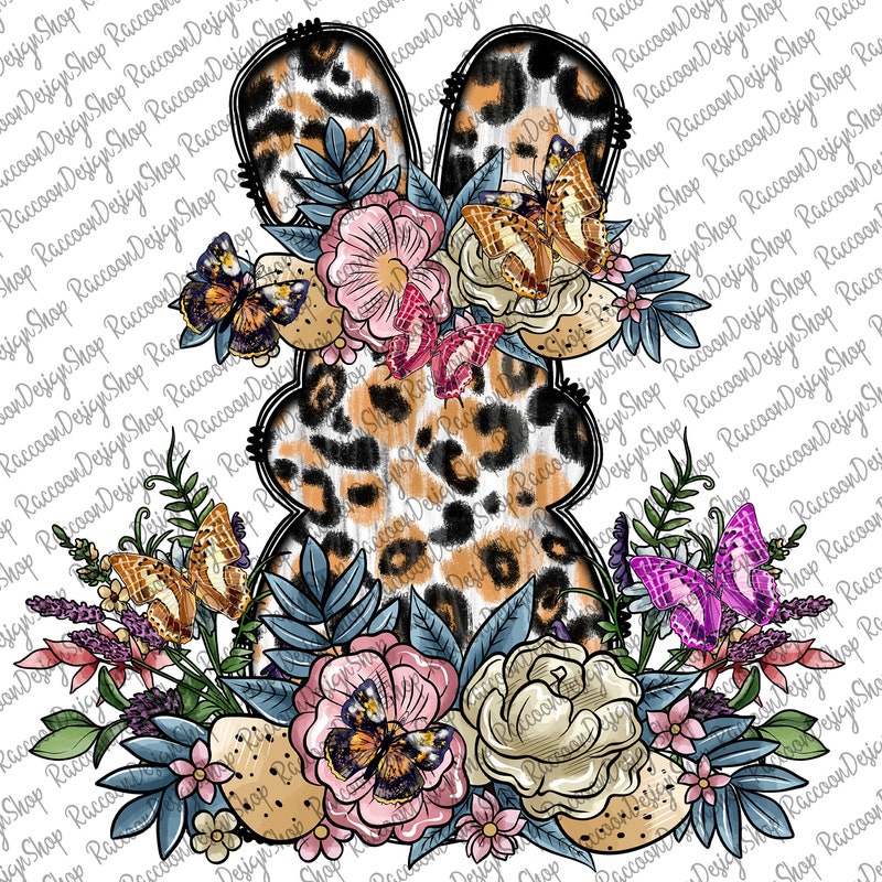 Floral Leopard Bunny Png - Etsy
