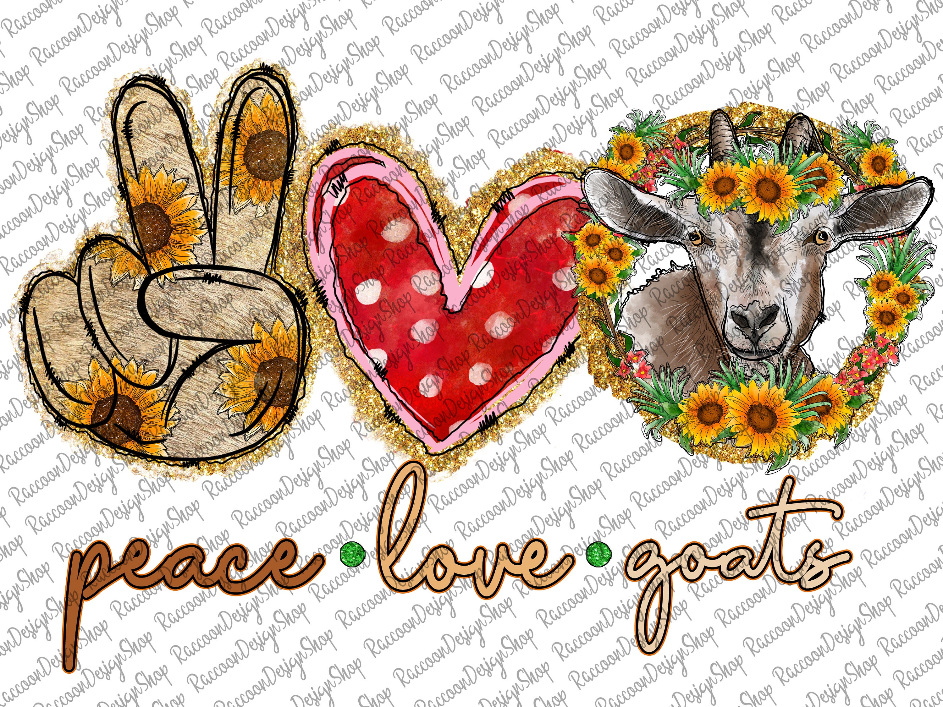 Peace Love Goats Digital Downloadpnggoat - Etsy