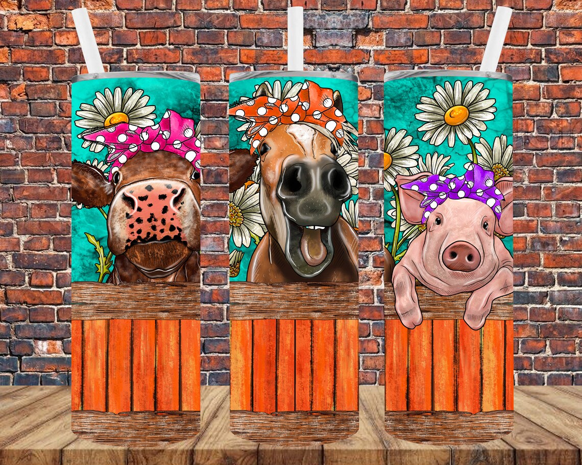 Farm Animals Tumbler Png, Farm Animals, 20oz Skinny Tumbler Sublimation ...