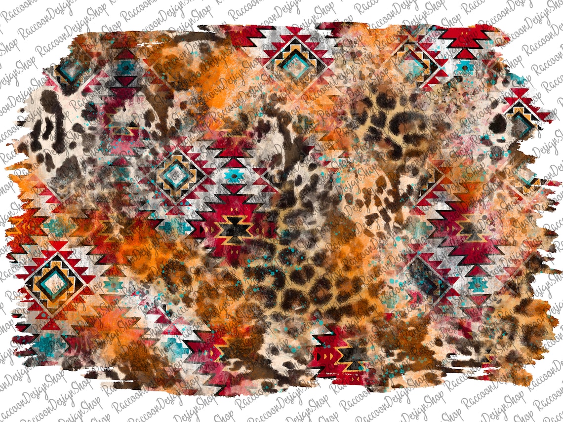 Aztec and Cowhide Distressed Background Design Leopard - Etsy