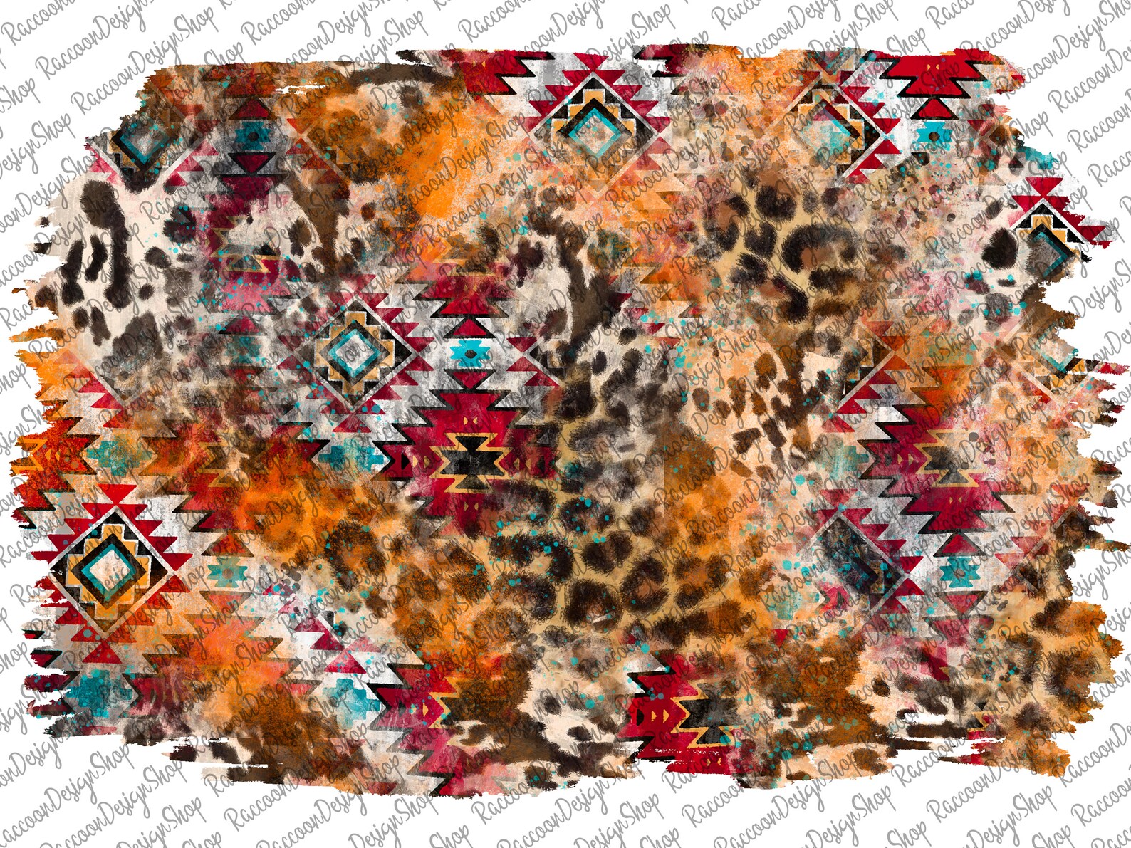 Aztec and Cowhide Distressed Background Design Leopard - Etsy