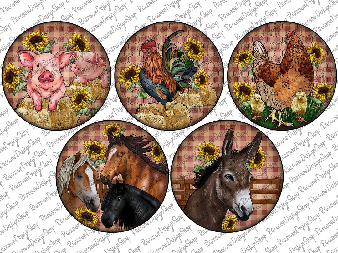 Farm Animals Coaster Bundle Templates Design Bundle Cow PNG, Clip Art ...