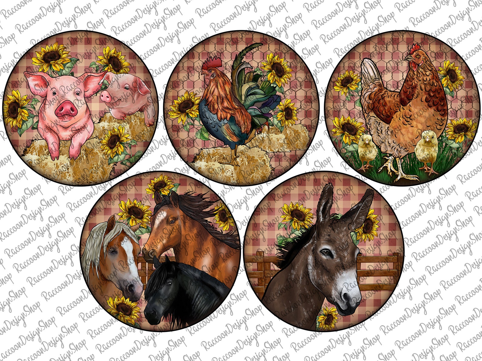 Farm Animals Coaster Bundle Templates Design Bundle Cow PNG, Clip Art ...