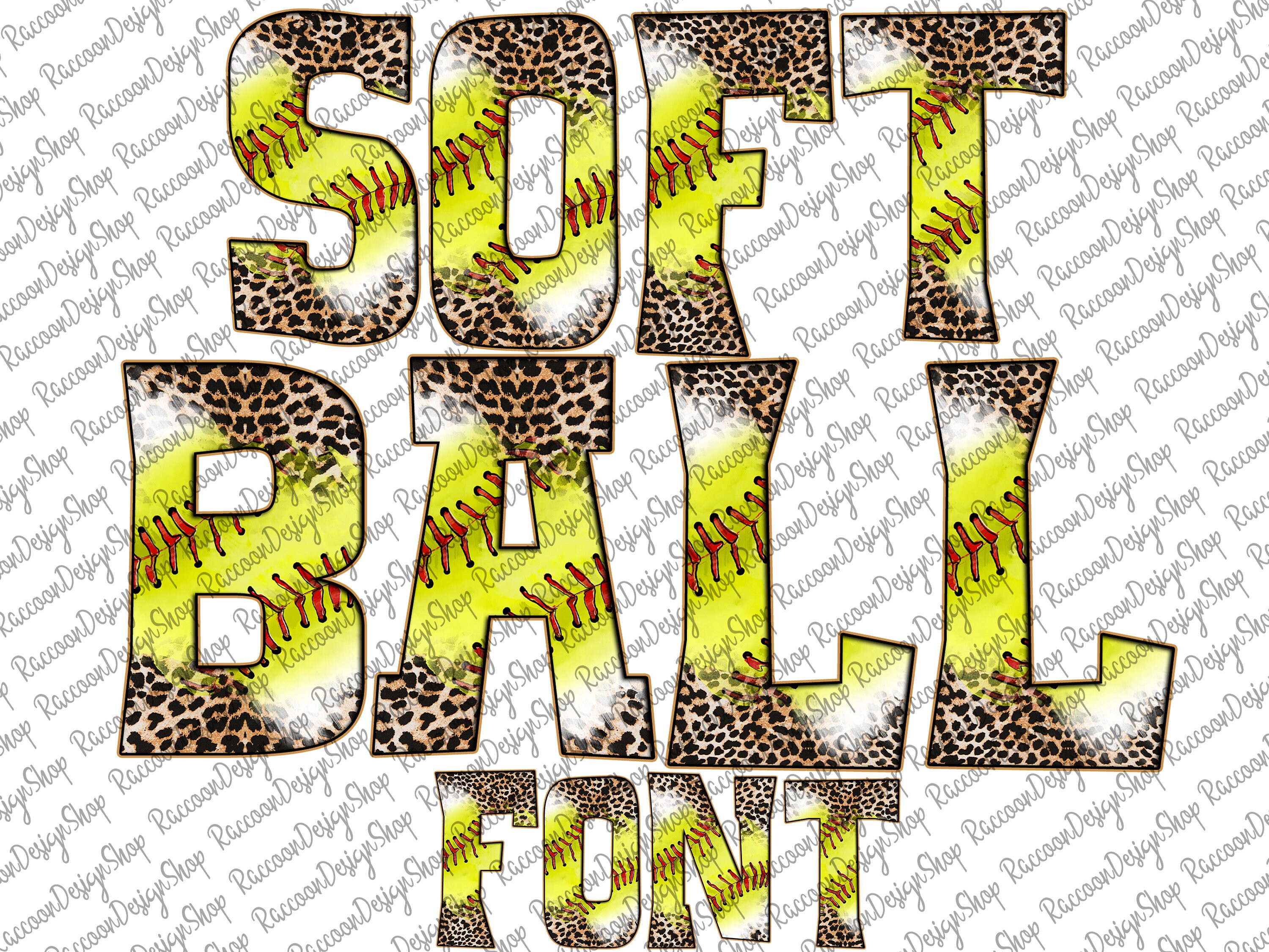 Softball Letters PNG With Leopard and Ball Stitching - Etsy