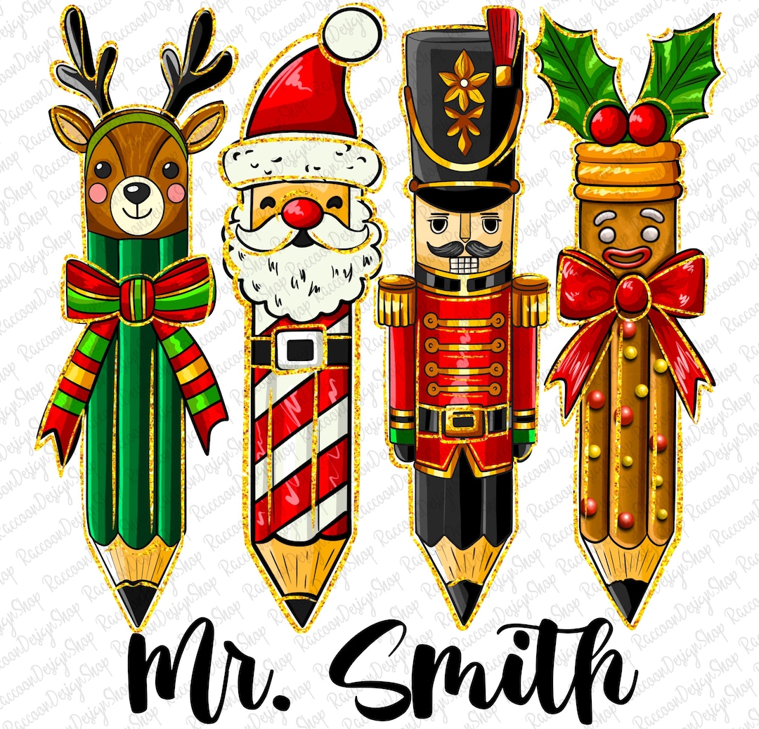 Christmas Pencils Png,teacher Christmas Png,christmas Teacher Png ...