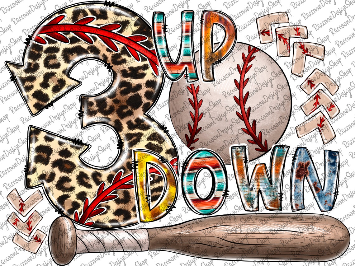 Three up Three Down Png Png Game Day Png Baseballbaseball - Etsy