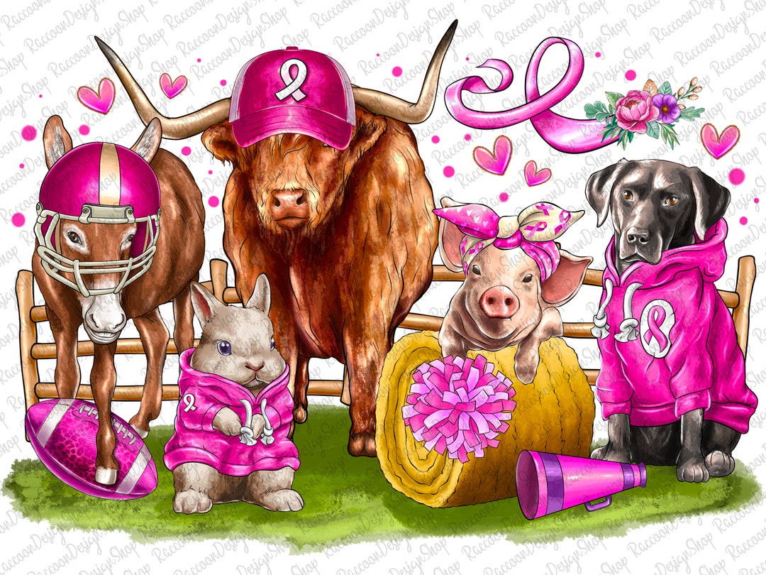 Breast Cancer Farm Animals Png,breast Cancer Animals,digital Download ...