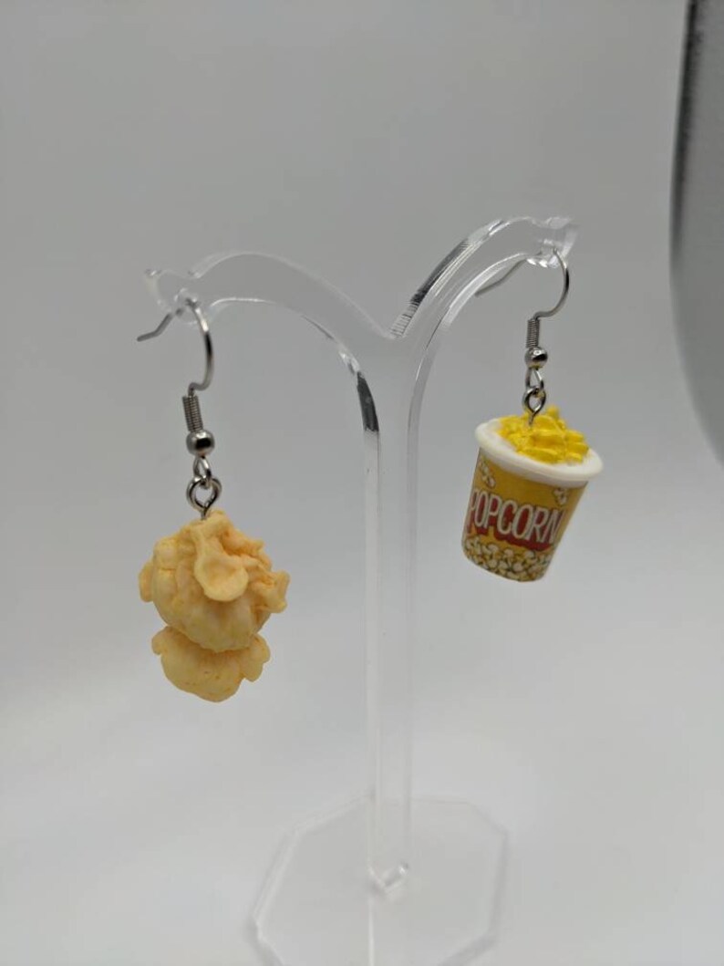 Popcorn and Popcorn Buckets Food Charm Earrings - Funny Acrylic Movie ...