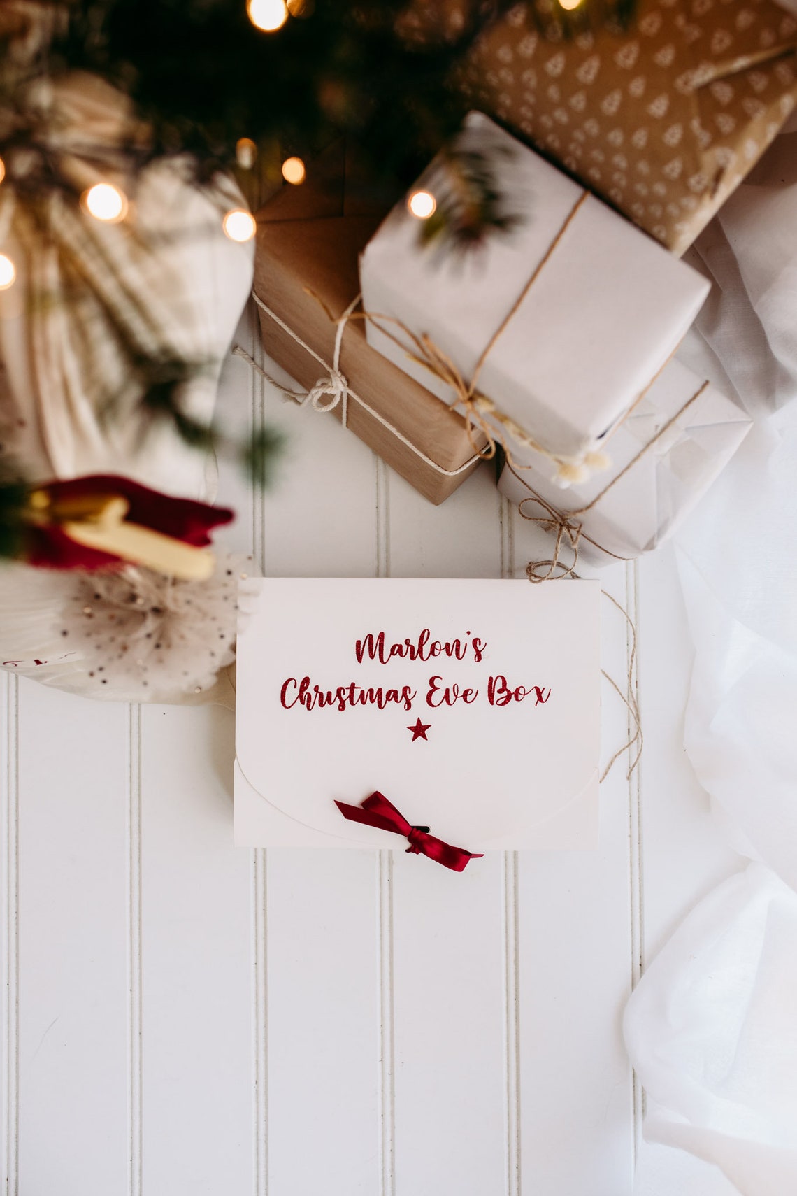 Personalised Name White Gift Box, Christmas Eve Box, White Gift Box ...