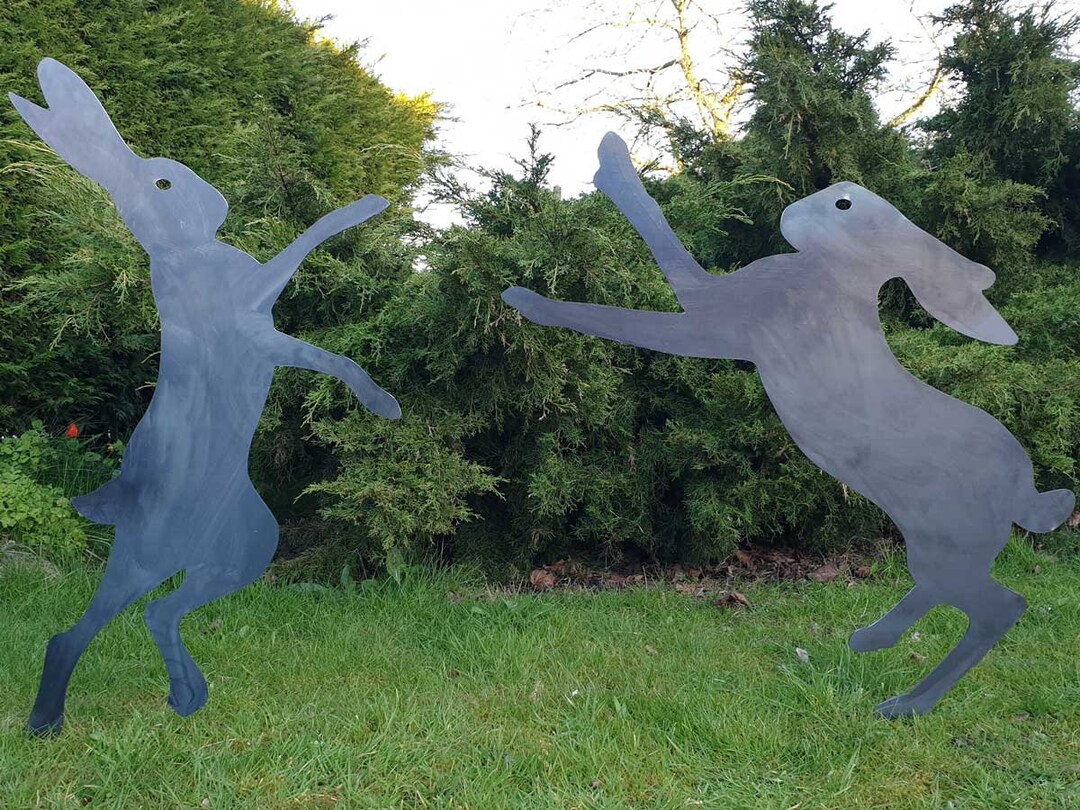 BOXING HARES Garden Silhouettes - 3 Sizes. Unique Gifts, Garden Decor ...