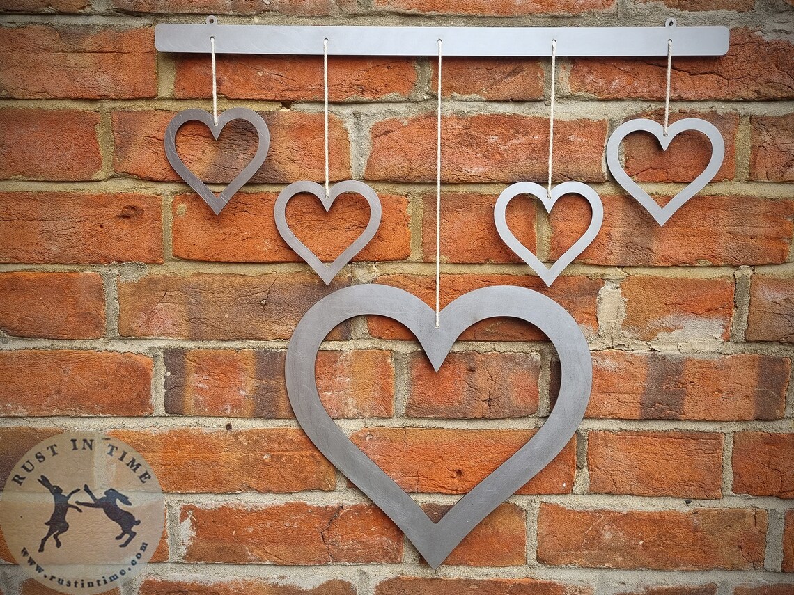 Hanging metal heart set LARGE love hearts wedding gift | Etsy Hanging metal heart set LARGE love hearts wedding gift | Etsy