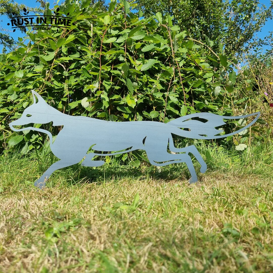 Metal Fox Silhouette, Rusty Garden Art, Unique Garden Gift - Etsy UK