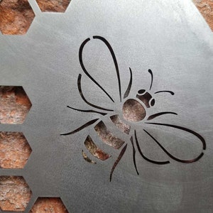 BEE HAPPY Metal Wall Sign, Rusty Metal Garden Art, Bumblebee, Garden ...