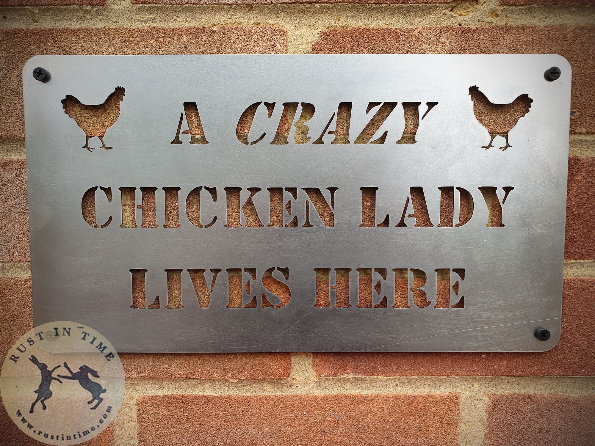 Crazy Chicken Lady metal steel sign garden gifts garden wall | Etsy