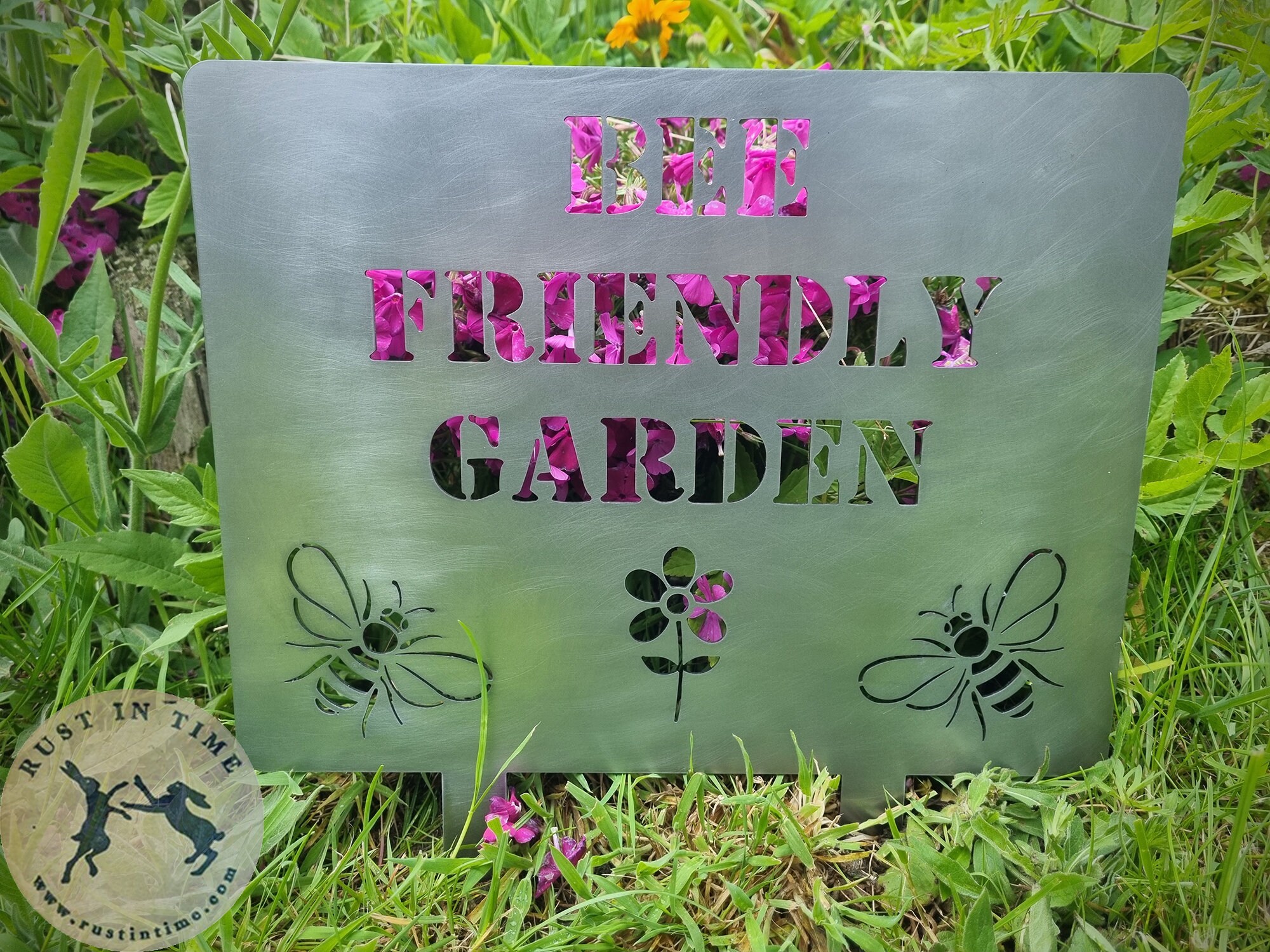 Bee Friendly Garden metal floor sign rusty metal garden art | Etsy