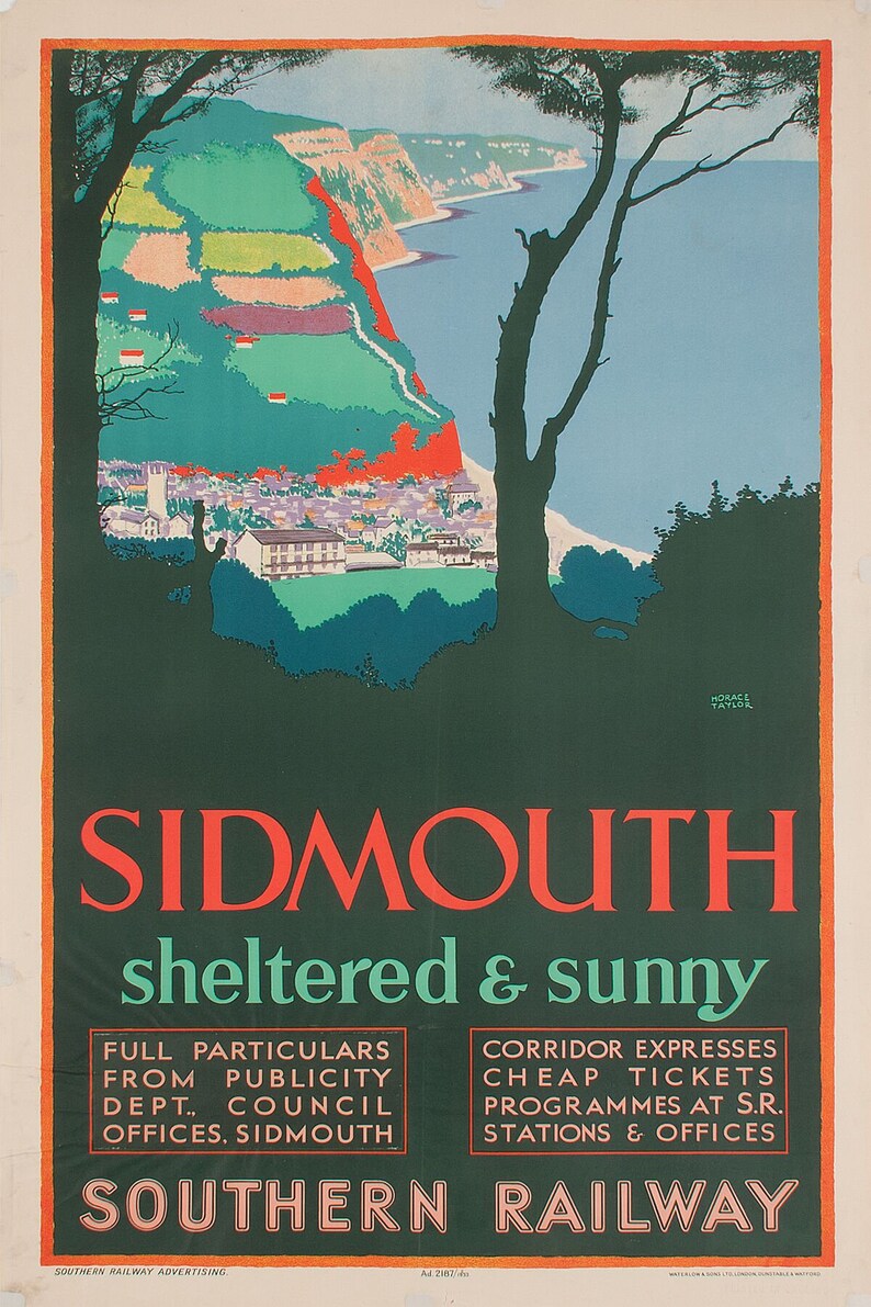 Sidmouth Southern Railway Poster by Horace Taylor 1932 - Etsy UK