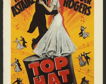 Top Hat Ginger 1935 Rogers Fred Astaire Movie Poster Reprint 18x12 ...
