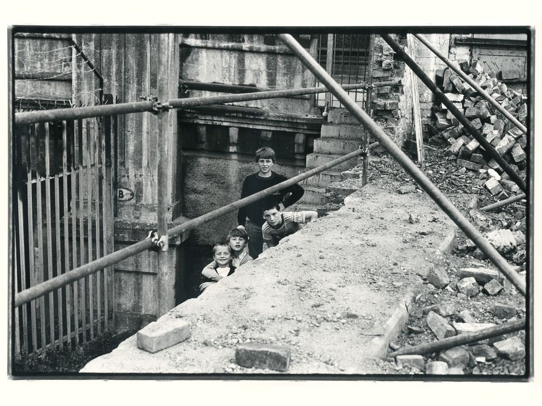 Four Lads at the Tate & Lye Factory in Liverpool by Dave Sinclair 1980s ...