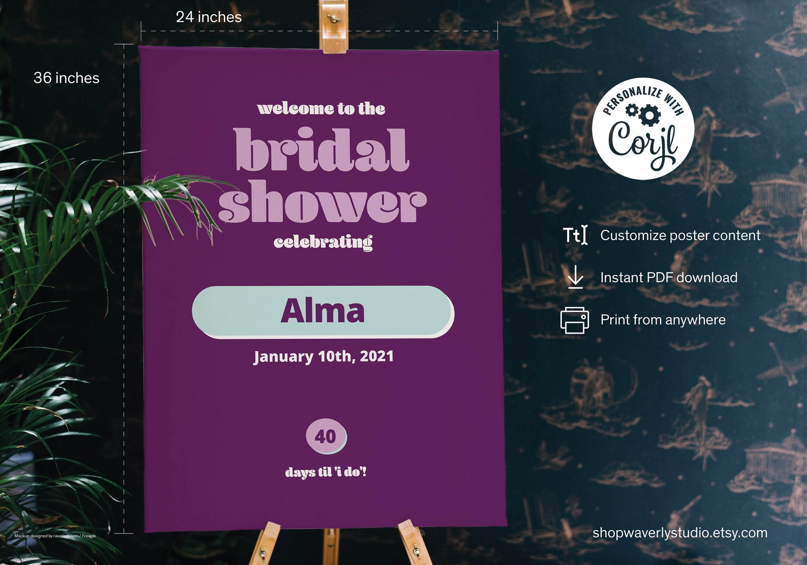 Bridal Shower Poster 24x36 Editable Printable Modern Welcome Etsy bridal-shower-poster-24x36-editable-printable-modern-welcome-etsy