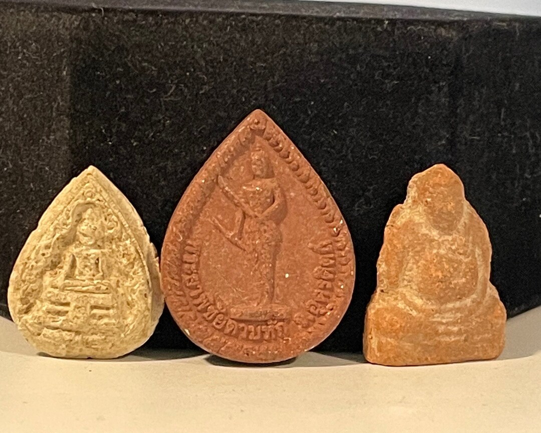 3 Vintage Thai Clay Temple Amulets - Etsy