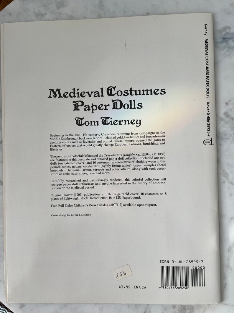 Medieval Costumes Paper Dolls - Tom Tierney - Etsy