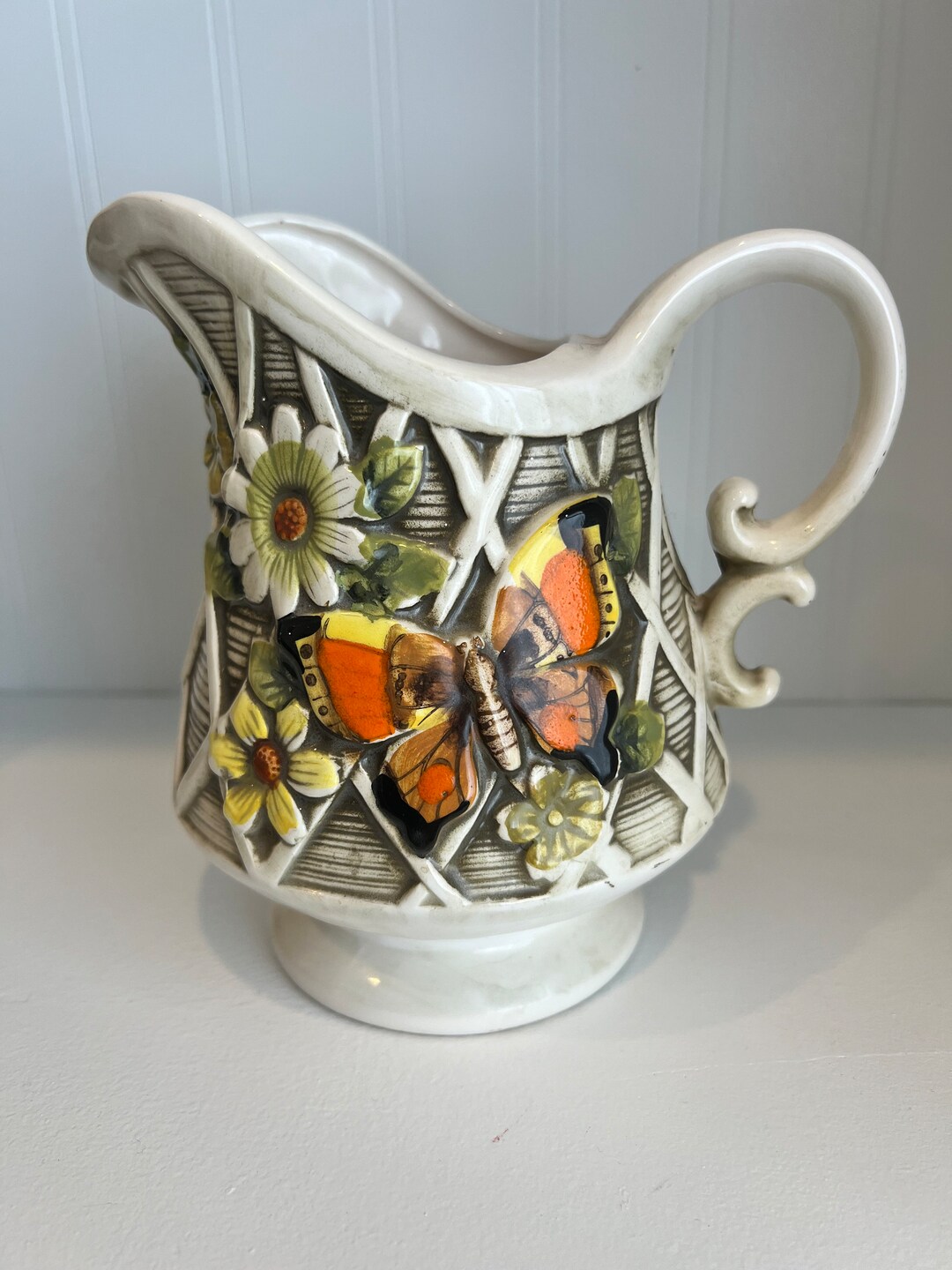 Vintage Boho Cottage Core Butterfly Pitcher - Etsy