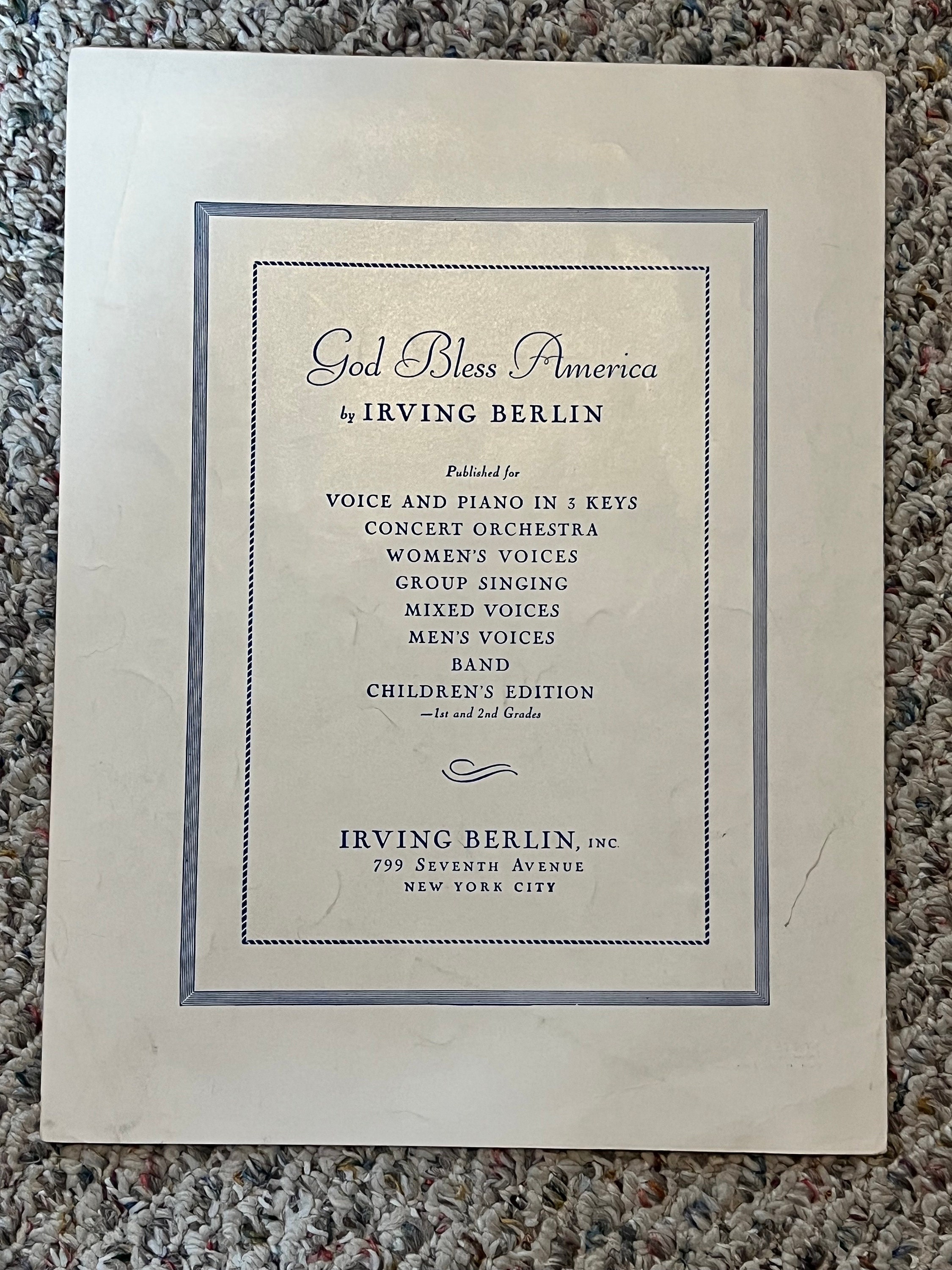 God Bless America Sheet Music - Irving Berlin, 1939 Printing - Etsy