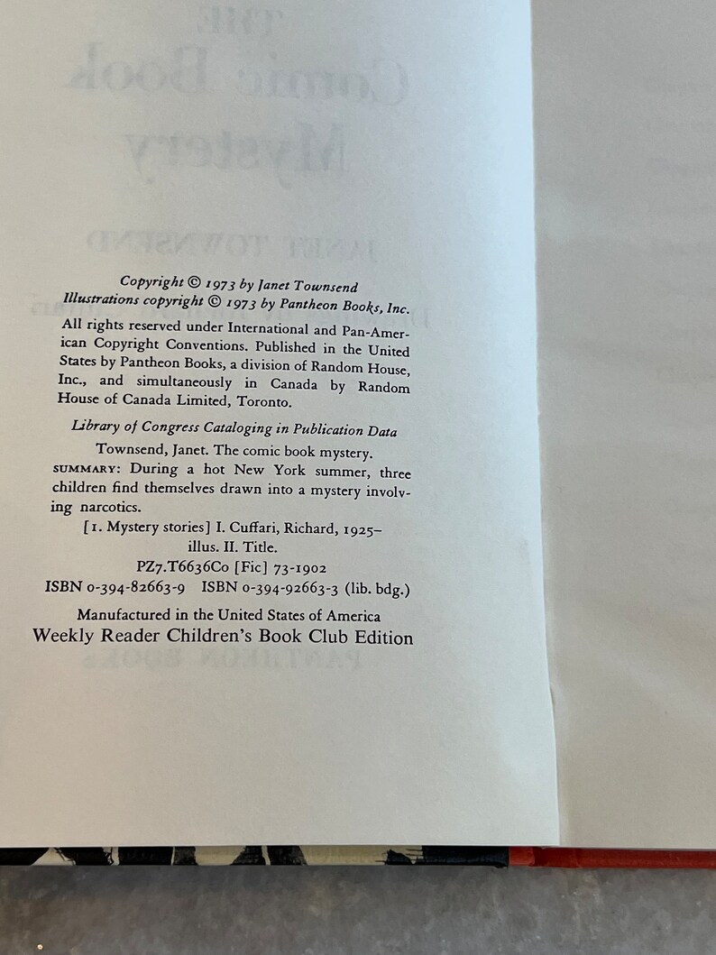 The Comic Book Mystery Janet Townsend 1973 Hardcover - Etsy