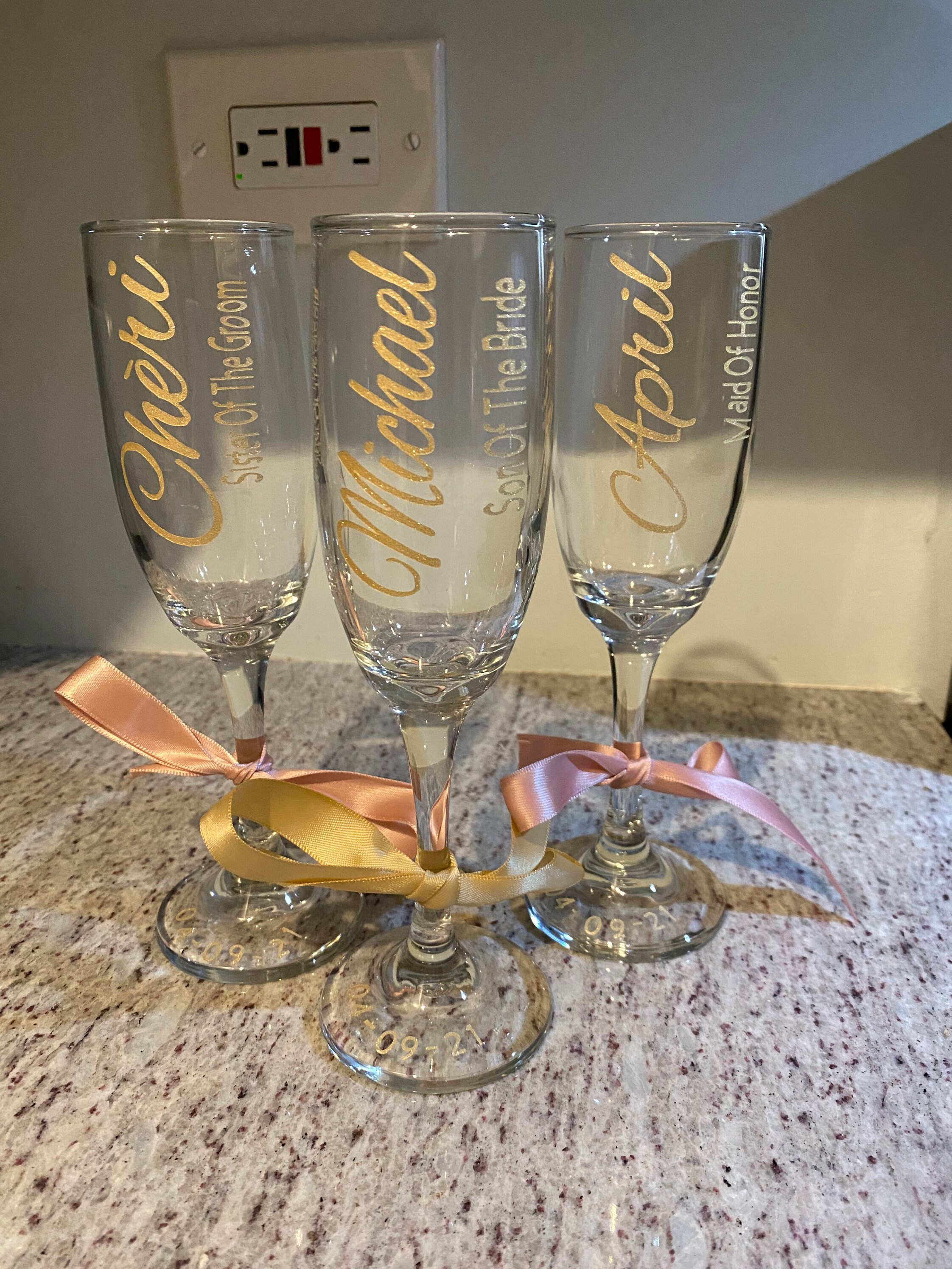 Bridal party champagne flutes wedding flutes glasses toast - Etsy