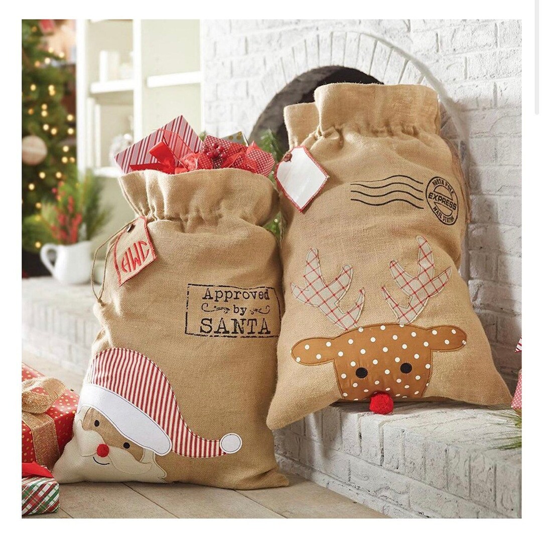 Santa Sacks, Reindeer Sacks, Christmas Presents Sack, Personalized ...