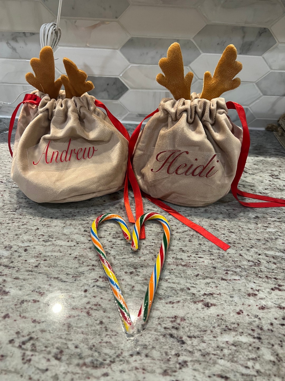 Personalised Christmas Treat Bags, Personalised Reindeer Bags, Reindeer ...