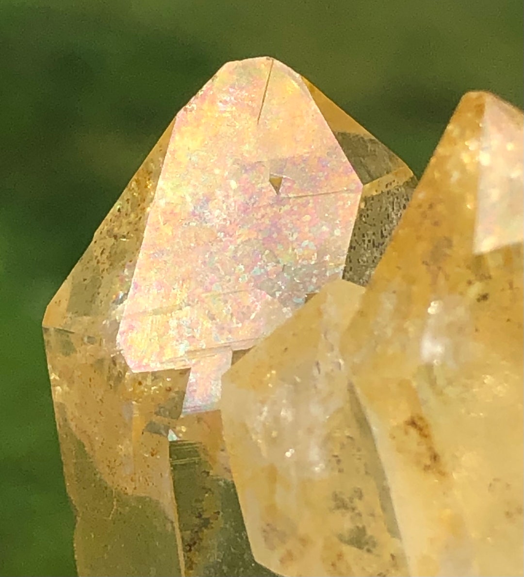 Rare Iridescent Quartz Crystals Cluster With Rainbow & Iron on Surface ...