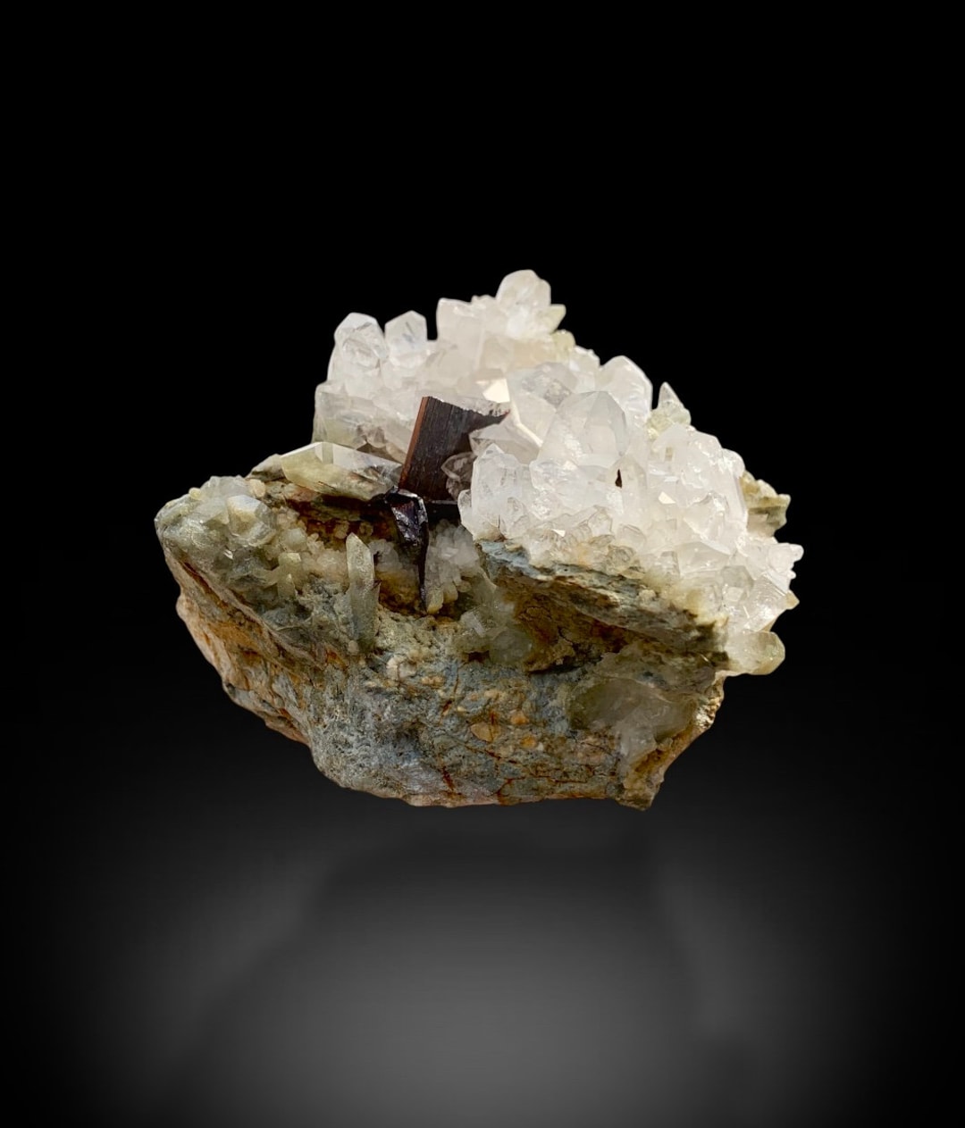Clear Quartz Crystals Cluster With Rare Brookite Blades and Feldspar ...